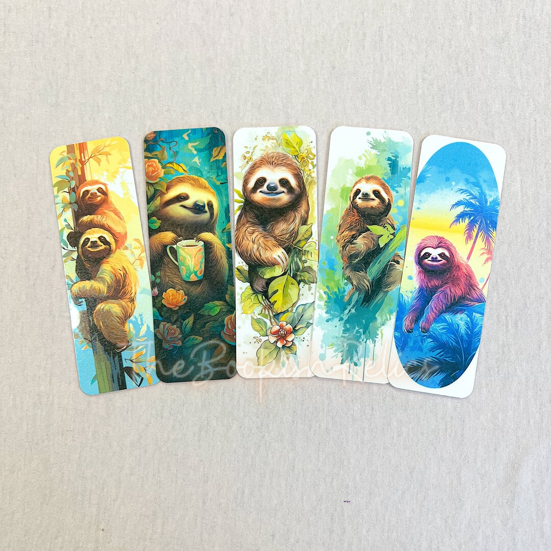 Sloth Bookmarks, Animal Bookmarks, Watercolor Book Mark, Art Bookmark ...