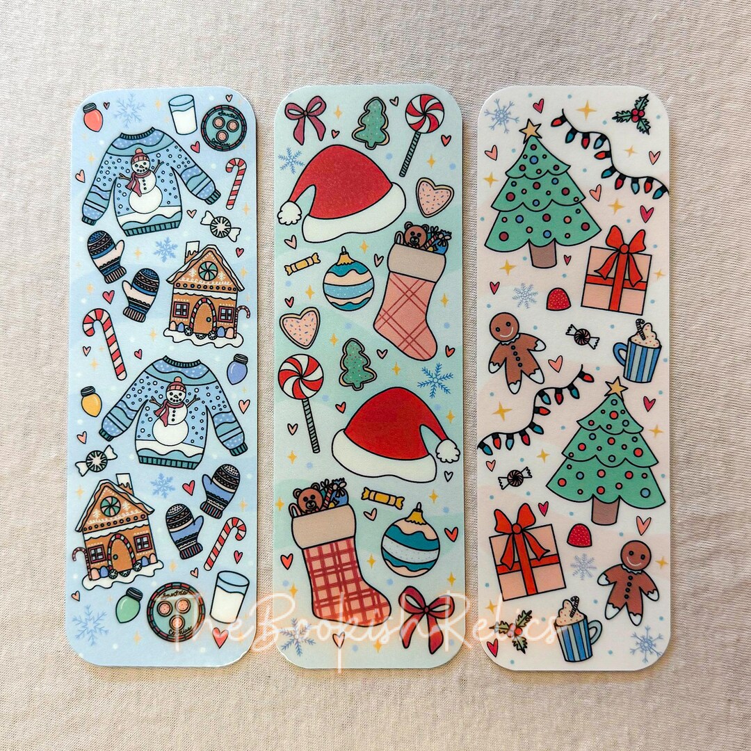 Christmas Cardstock Bookmarks, Holiday Collage, Laminated - Etsy