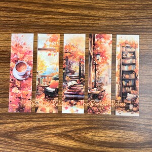 Autumn Bookmarks, Fall Book Marks, Coffee Bookmark, Bookshelf Bookmark ...