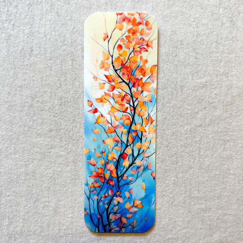 Fall Leaves Bookmark, Watercolor Trees, Autumn Reading - Etsy