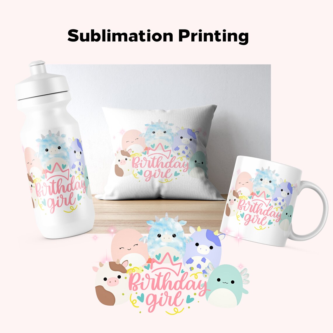 Cute Squish Birthday Girl PNG, Kawaii Squish Birthday SVG, Kawaii SVG ...