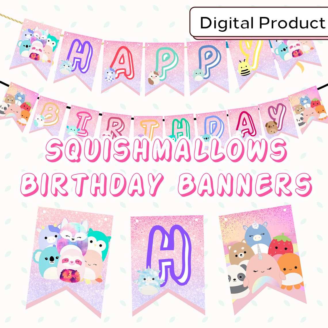 Squish Birthday Banners, Birthday Decoration, Squish Girls Birthday ...