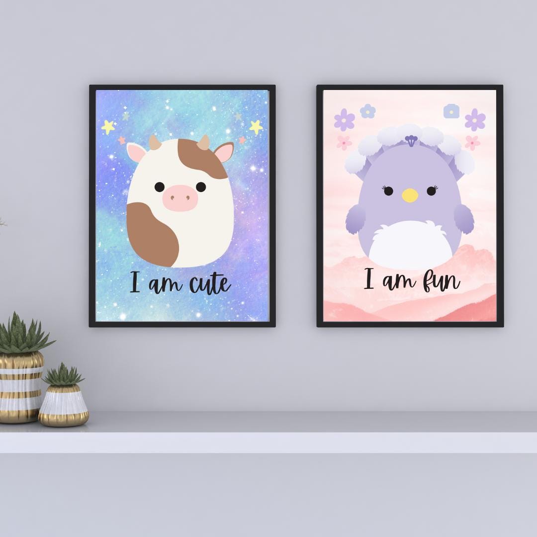 Squishies POSTERS Nursery Wall Art Set of 6, Girls Room, Colorful Kids ...