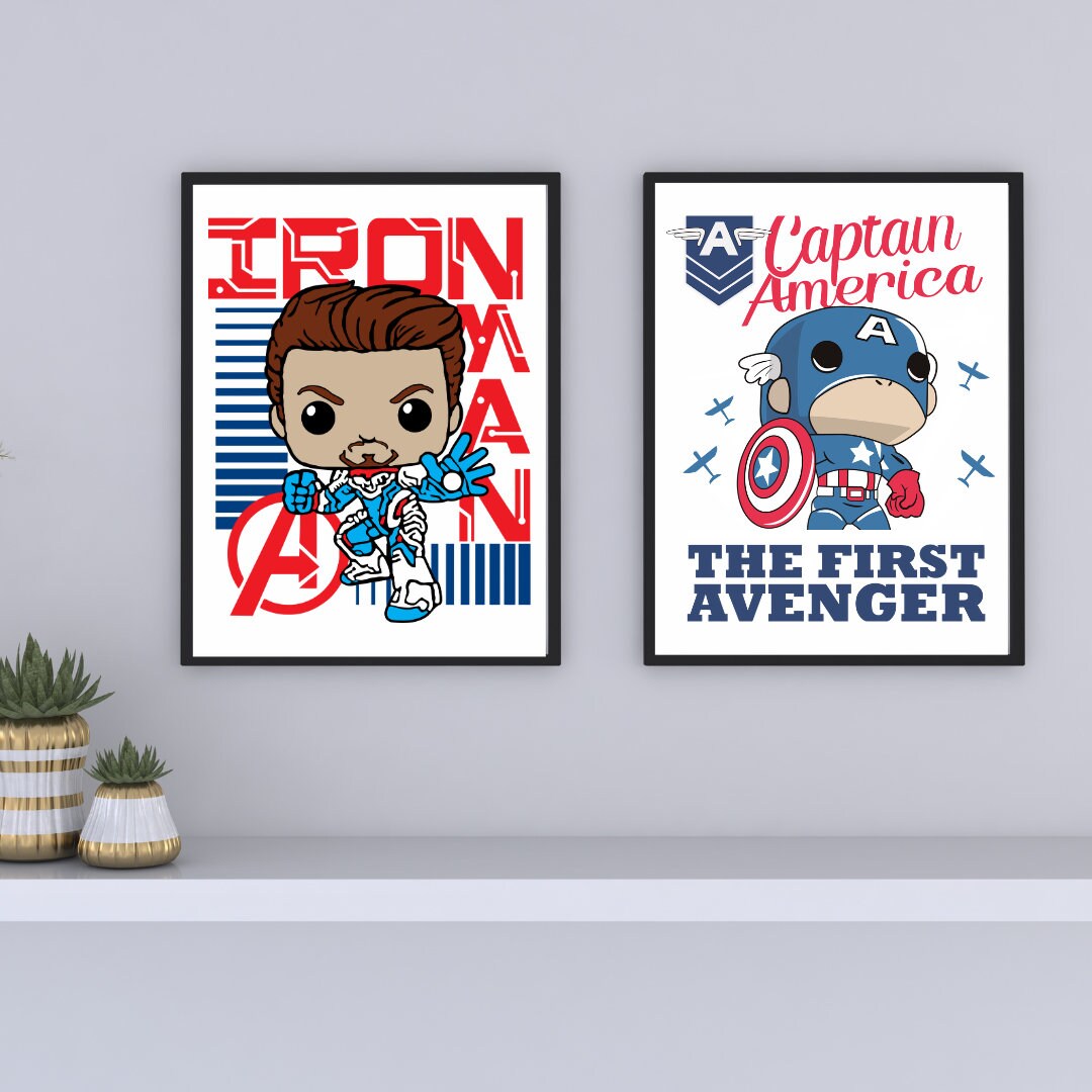 SUPERHERO POSTERS Nursery Wall Art Set of 6, Boys Room, Colorful Kids ...