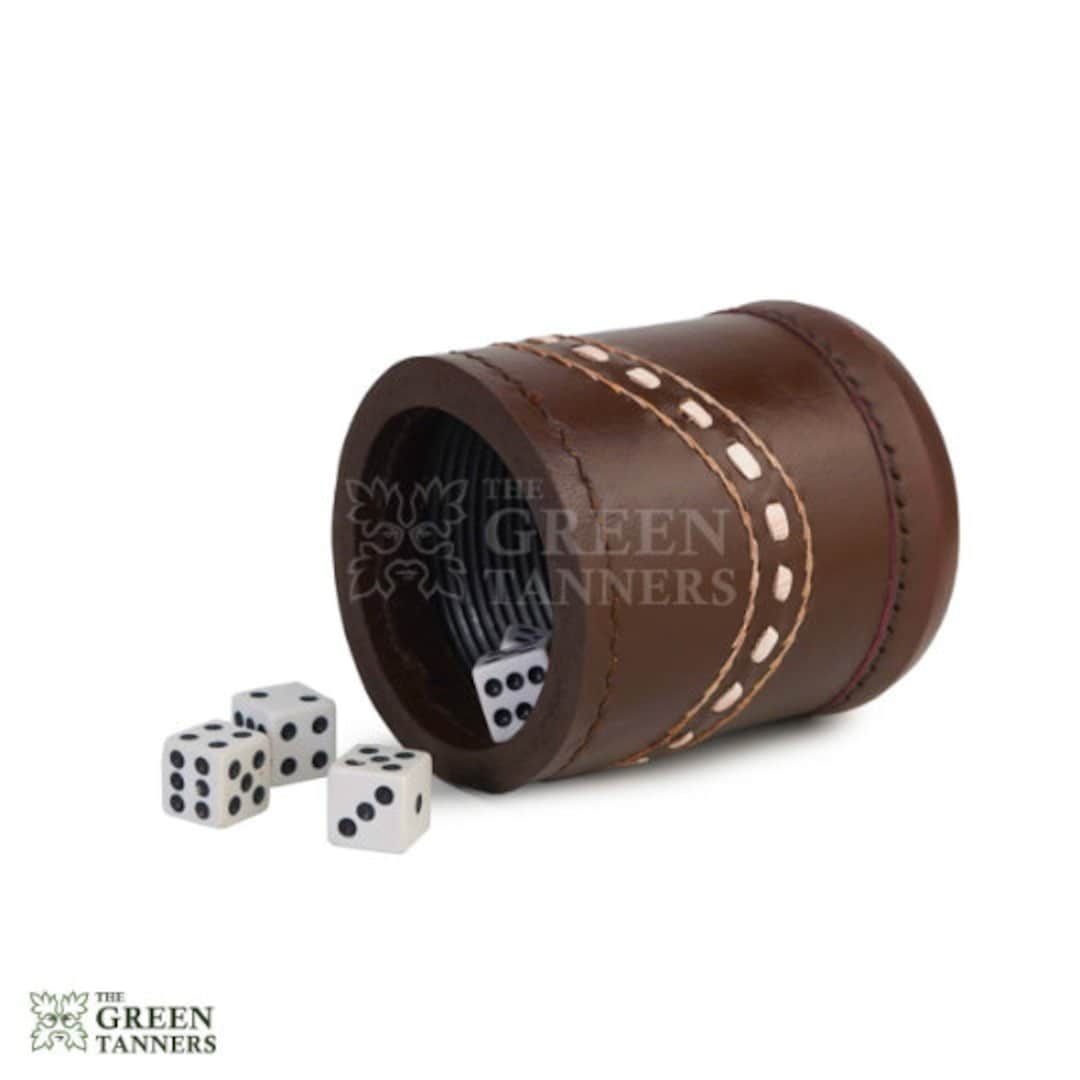 Leather Yahtzee Dice Roller, Real Leather Handmade Dice Cup Comes With ...