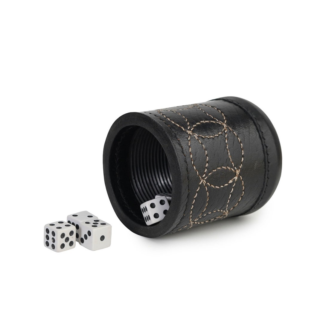 100% Genuine Leather Dice Roller Ribbed Interior, Handmade Dice Cup ...