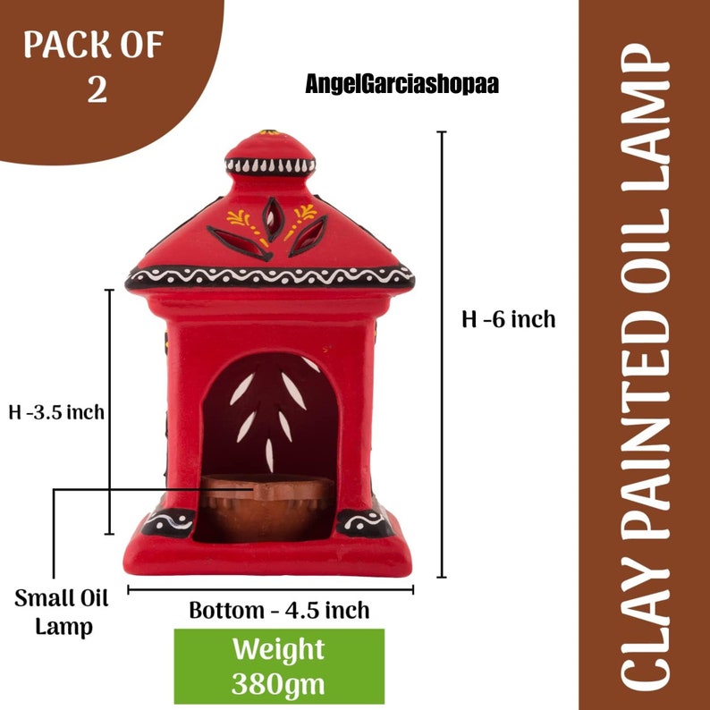 Handmade Puja-themed Clay Hut Lamps, Tealights, and Oil Lamps redpack 2 ...
