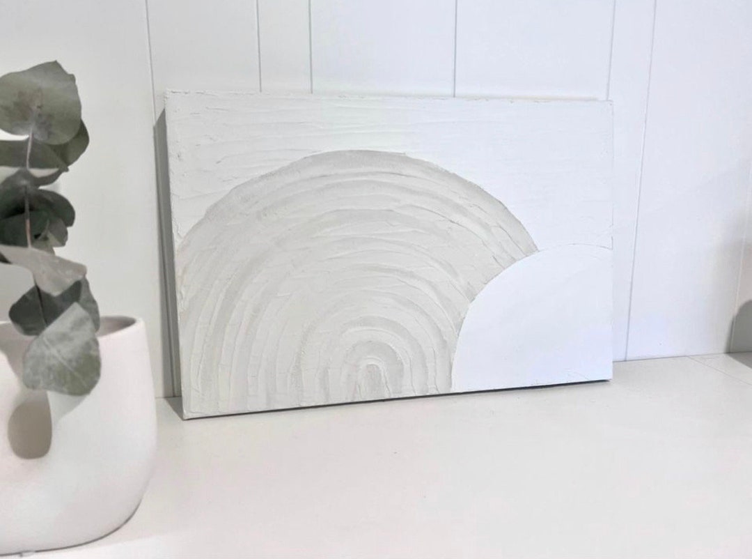 Textured Arch Wall Art on Canvas - White/beige Boho Modern Style - Etsy