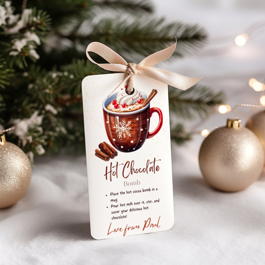 Christmas Hot Chocolate Bomb Tags: Editable Gift Labels (canva Template ...