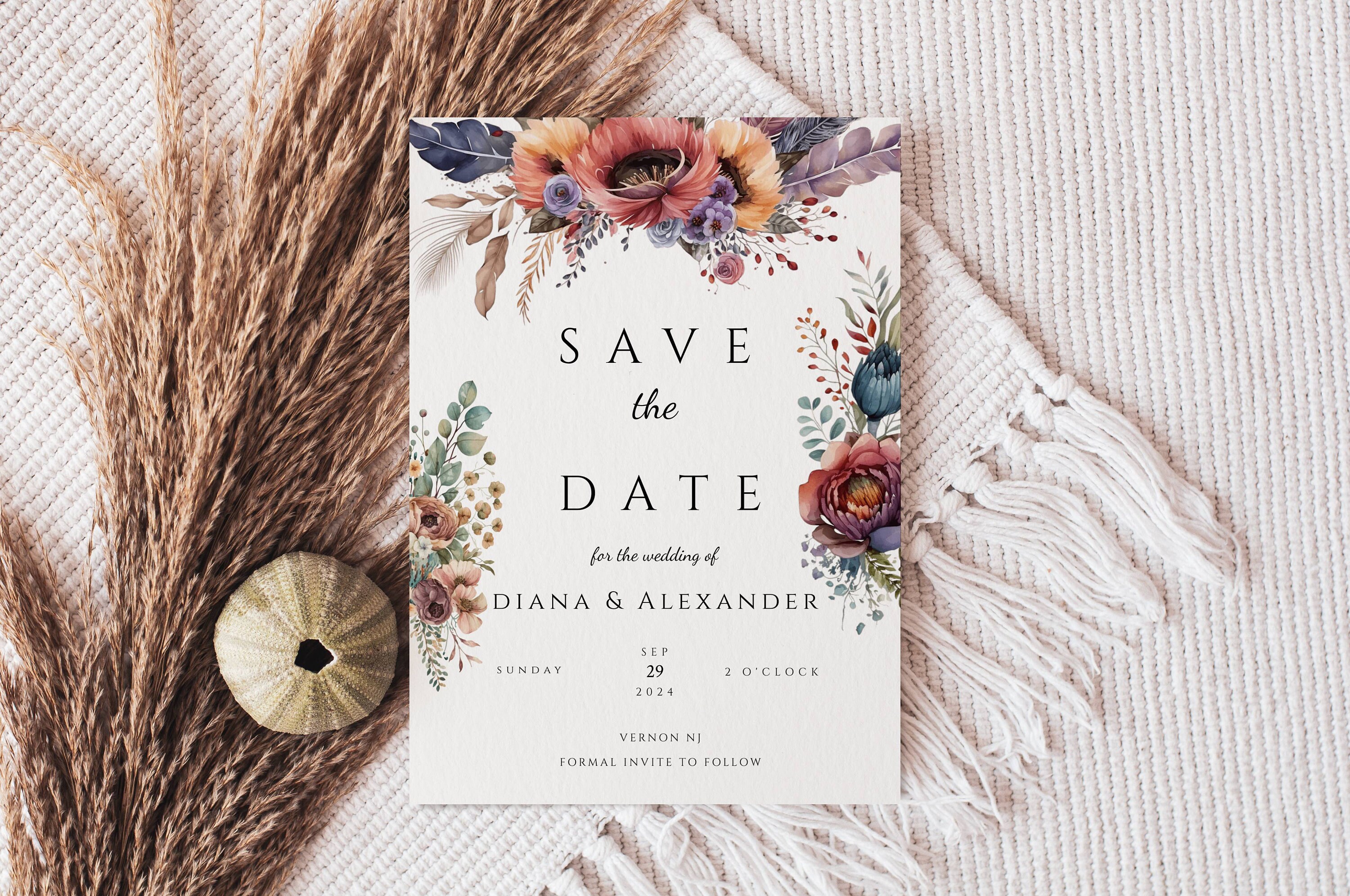 Boho Floral Wedding Bundle Instant Download Editable Wedding ...