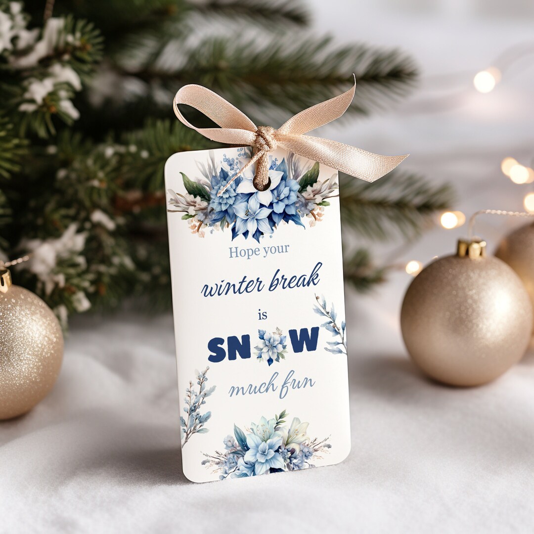 Printed Custom Winter Break Christmas Gift Tag, Personalized Christams ...