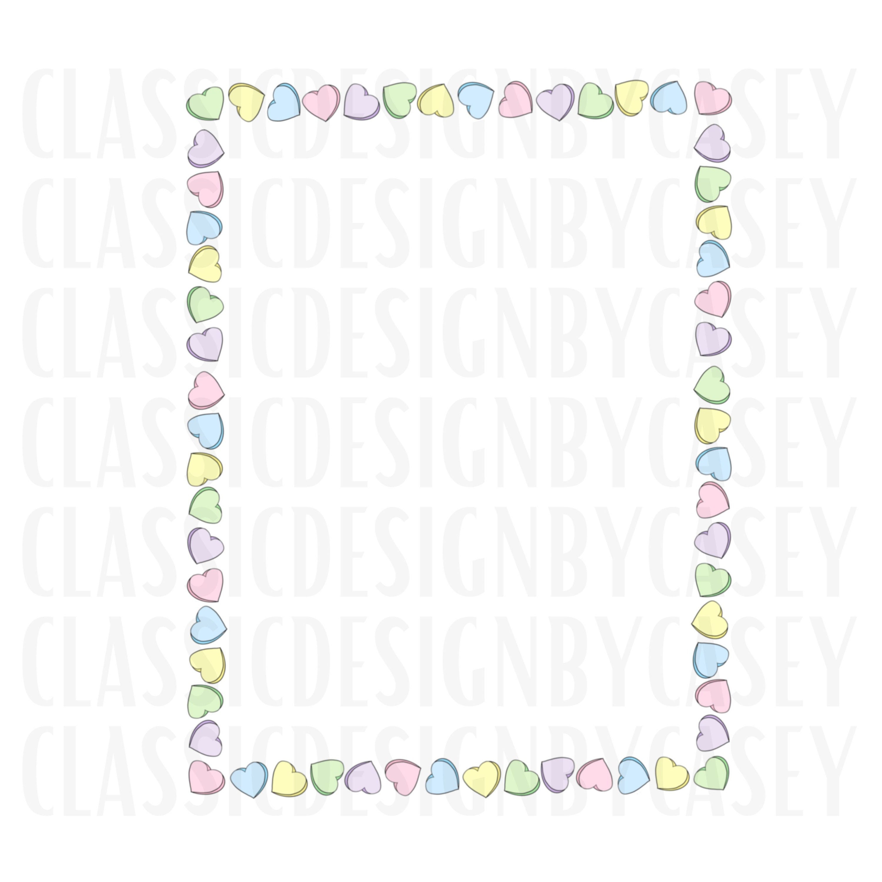 Candy Heart Border PNG Instant Download, Portrait and Landscape ...