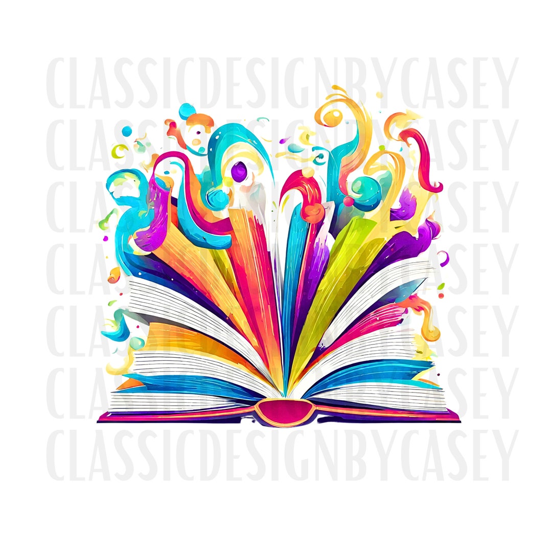 Colorful Open Bookish Clipart High Resolution Digital - Etsy