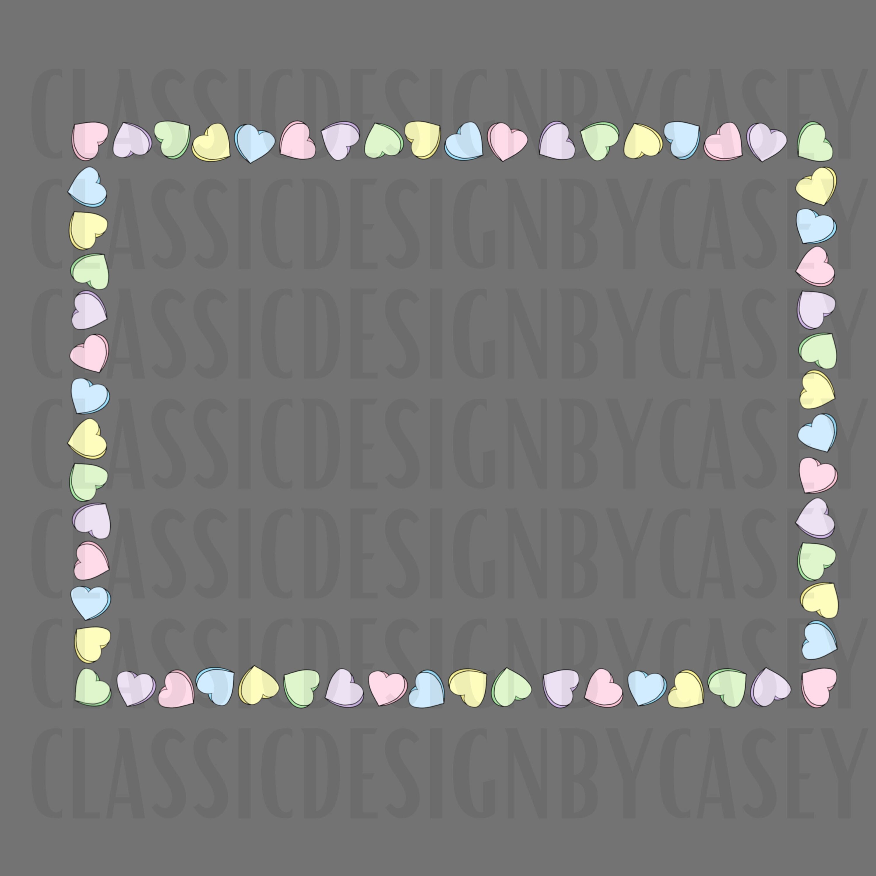Candy Heart Border PNG Instant Download, Portrait and Landscape ...