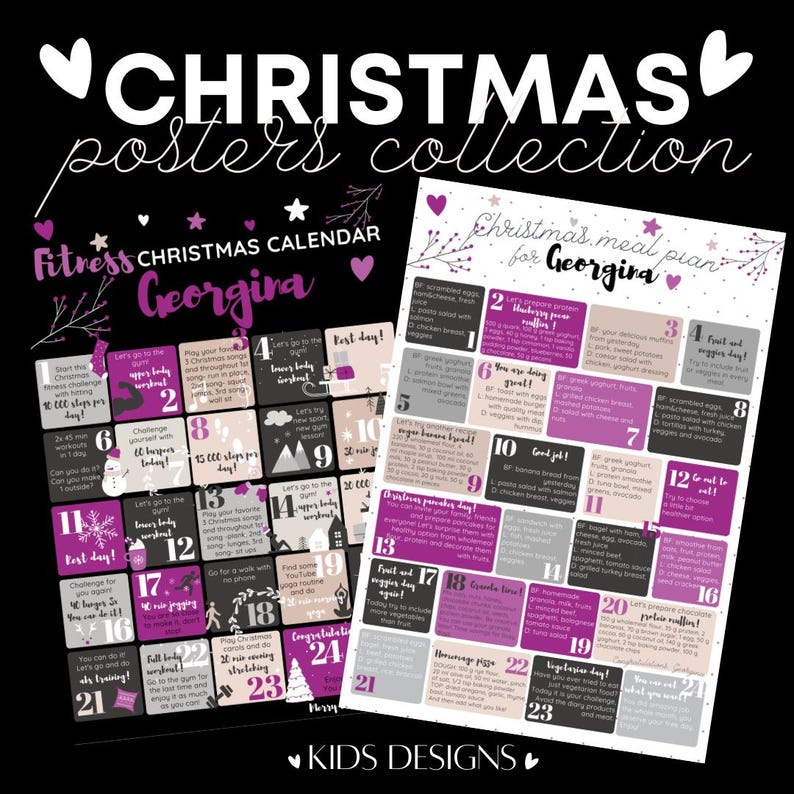 2 Fitness Advent Calendar&meal Plan, Christmas Calendar, Workout ...