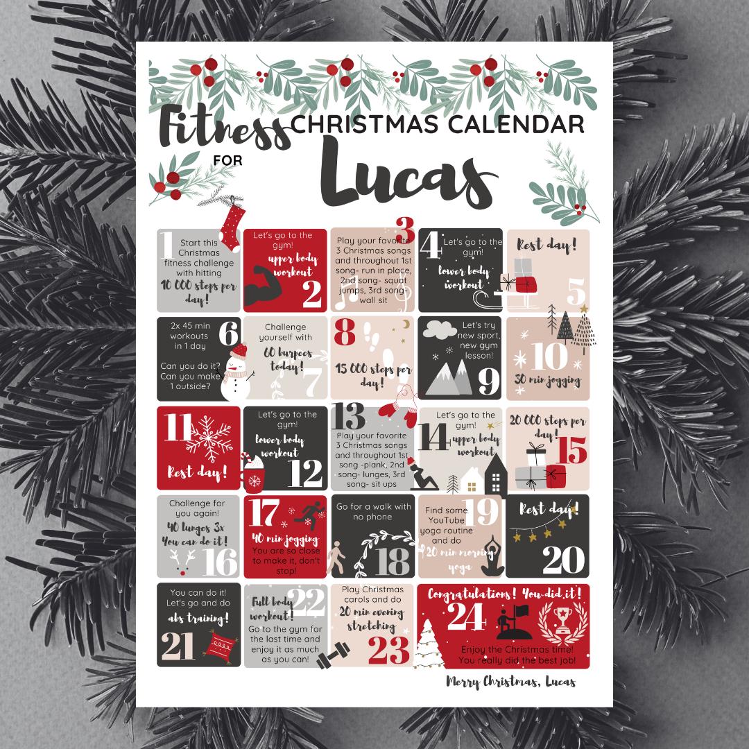 2 Fitness Advent Calendar&meal Plan, Christmas Calendar, Workout ...