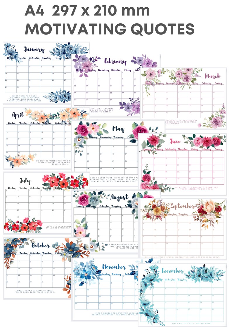 2024 Monthly Planner Calendar With Motivational QUOTES, 2024 Calendar ...