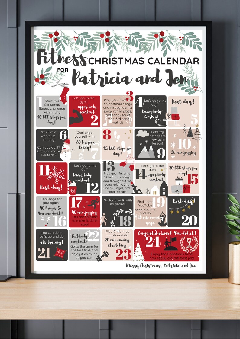 2 Fitness Advent Calendar&meal Plan, Christmas Calendar, Workout ...