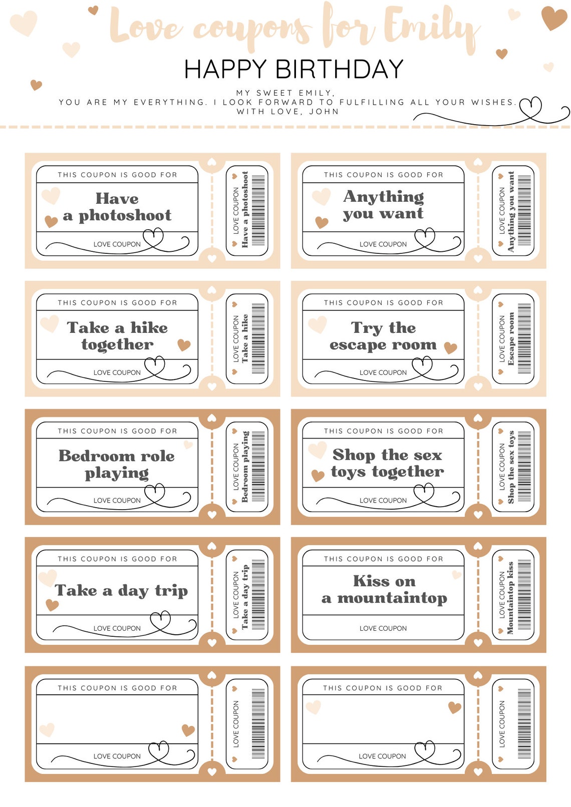 Customizable Birthday Coupon Book, Personalized Coupon Book, Gift, Last ...