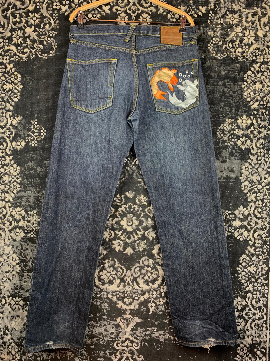 Vintage Evisu Denim Jeans for Men - Embroidered Raw Indigo Wash, Unique ...
