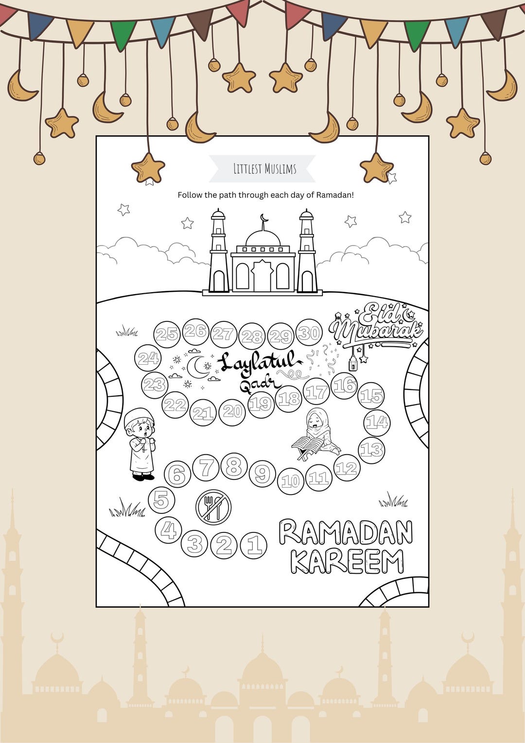 30 Days of Ramadan Countdown! Colour in - Littlest Muslims Downloadable ...