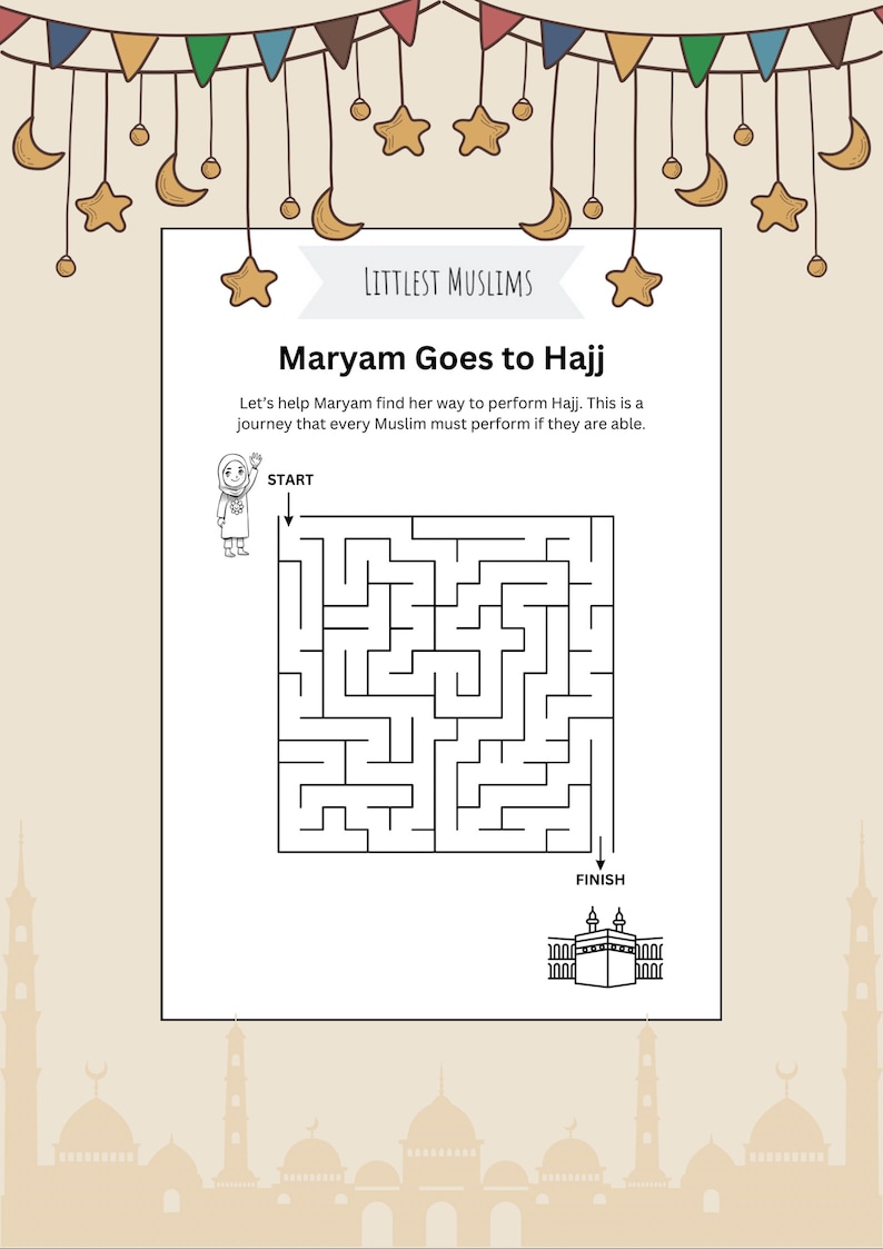 Maryam Goes to Hajj Maze - Littlest Muslims Educational Printable ...