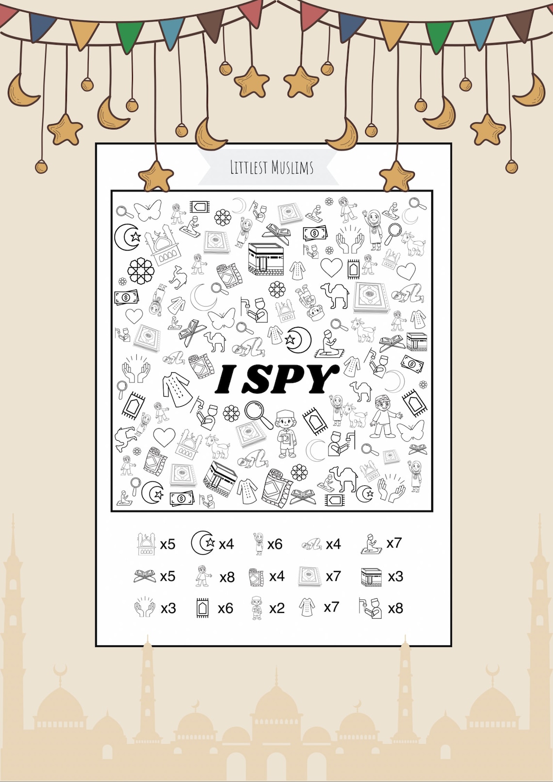 Muslim Themed Printable Activity - I Spy, Islamic Work for Our Littlest ...