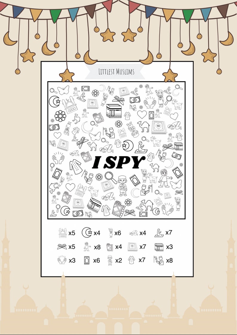 Muslim Themed Printable Activity - I Spy, Islamic Work for Our Littlest ...