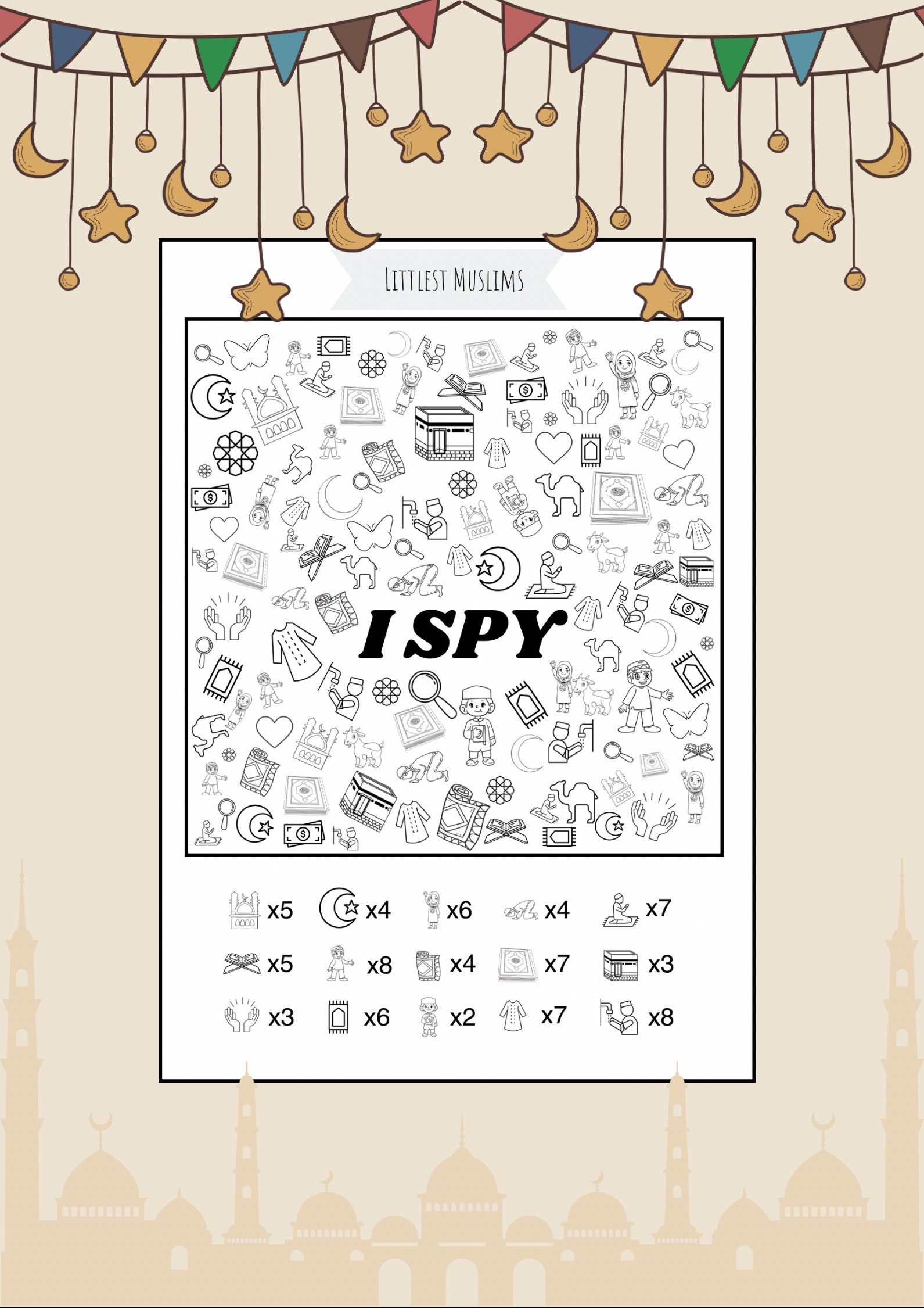 Muslim Themed Printable Activity - I Spy, Islamic Work for Our Littlest ...