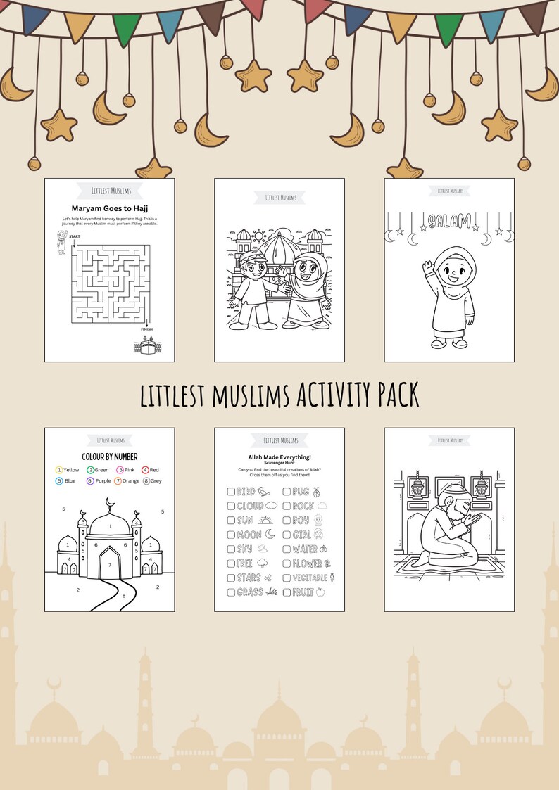12 PACK Littlest Muslims Activity Pack - Ramadan, I SPY, Colouring ...