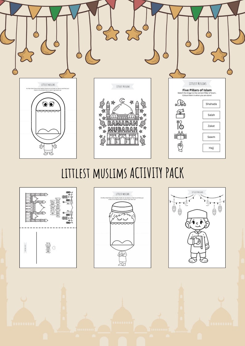 6 PACK Littlest Muslims RAMADAN Activity Pack - Iftar, Ramadan ...