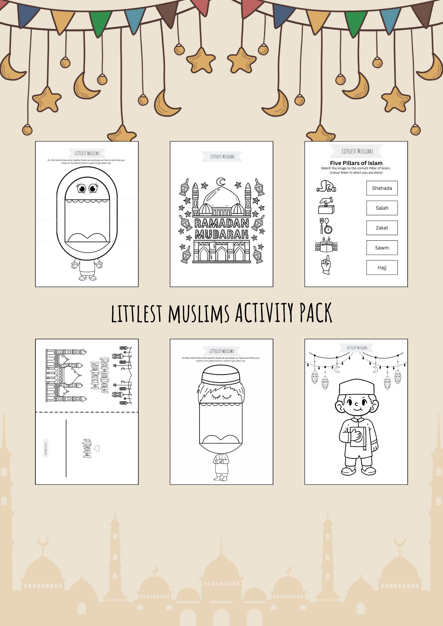 6 PACK Littlest Muslims RAMADAN Activity Pack - Iftar, Ramadan ...