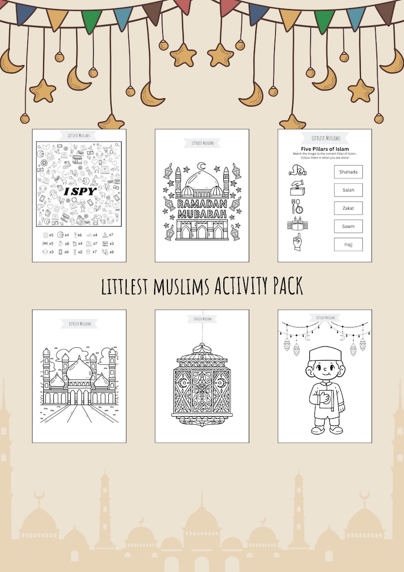 12 PACK Littlest Muslims Activity Pack - Ramadan, I SPY, Colouring ...
