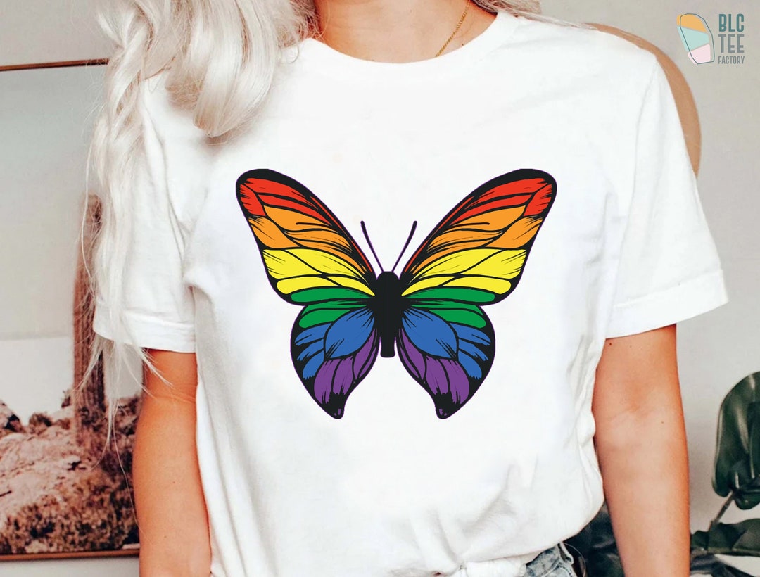 Trajes temáticos del Mes del Orgullo de moda Mariposa LGBTQ Camiseta ...