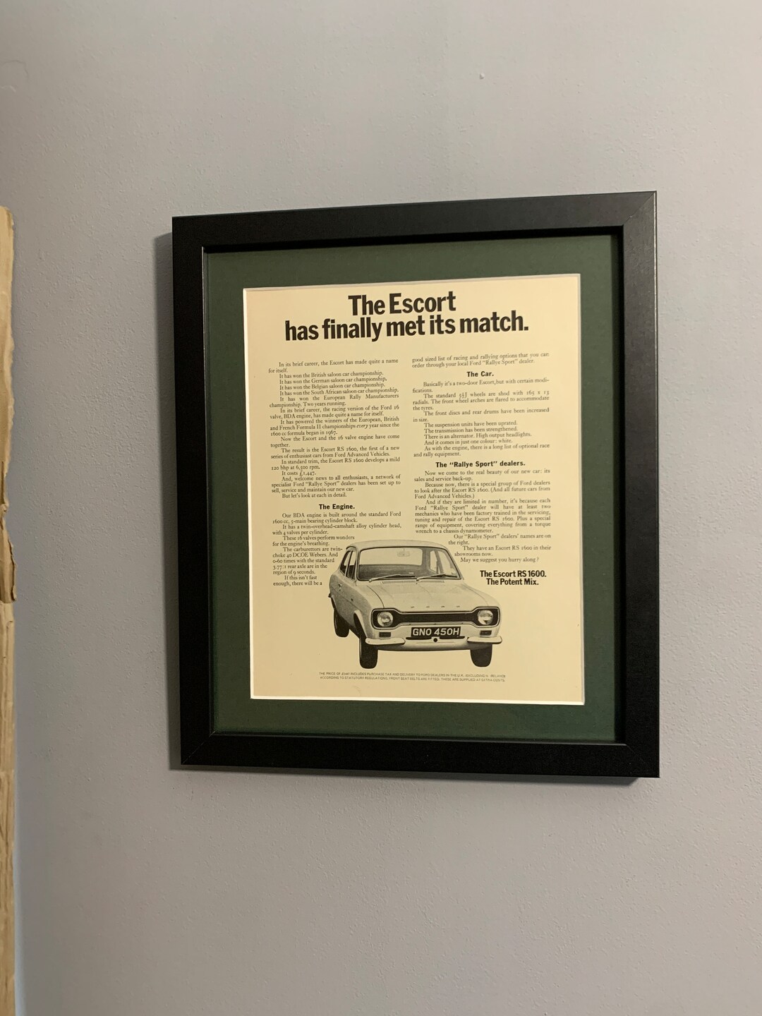 FORD ESCORT 1970 Framed Advertising Wall Art Print Poster, Gift for ...