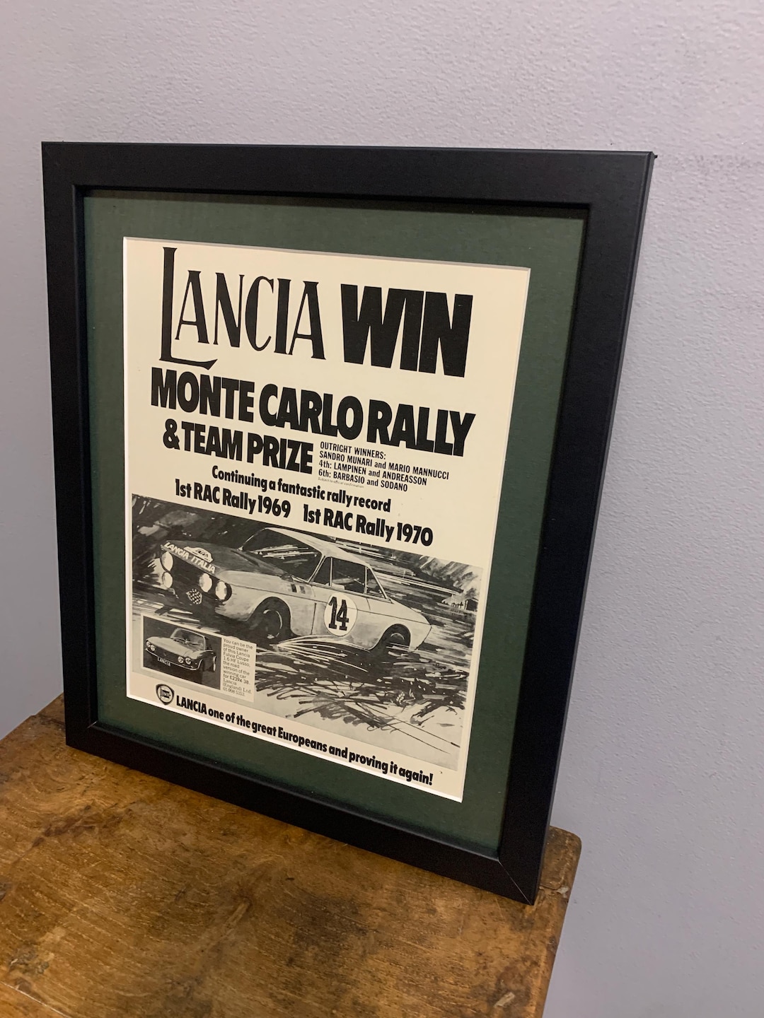 LANCIA Fulvia Coupe 1972 Framed Advertising Wall Art Print Poster ...