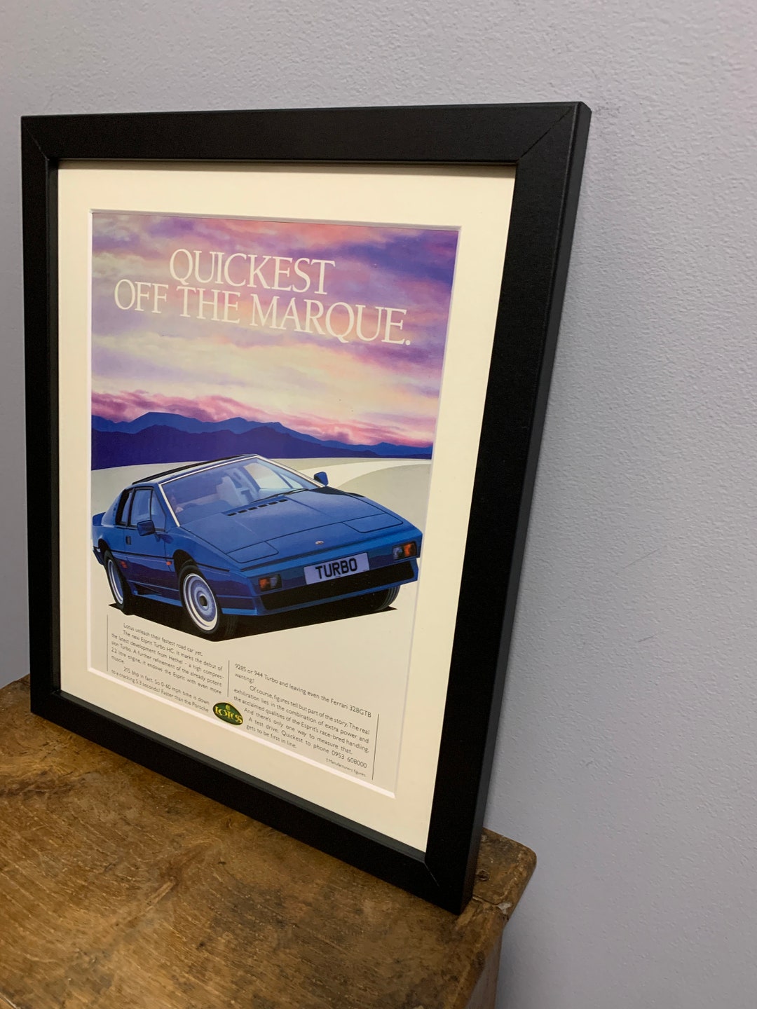 LOTUS ESPRIT TURBO Original 1986 Framed Advertising Wall Art Print ...