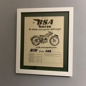 BSA Bantam 1953 Framed Advertising Wall Art Print Poster, Birthday or ...