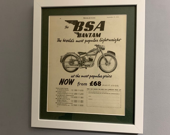 BSA Bantam 1953 Framed Advertising Wall Art Print Poster, Birthday or ...