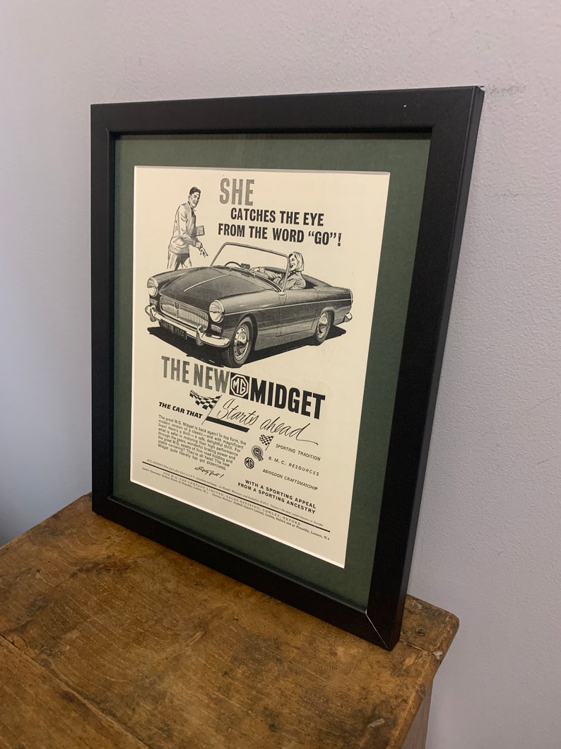 MG MIDGET Original 1961 Framed Advertising Wall Art Print Poster ...