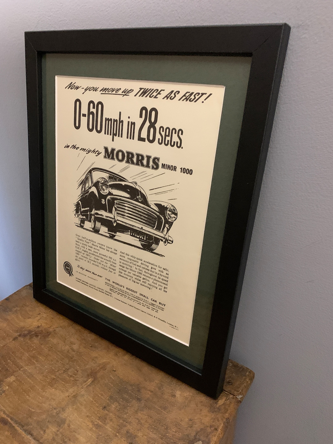 Morris Minor 1957 Original Framed Advertising Wall Art Print, Birthday ...
