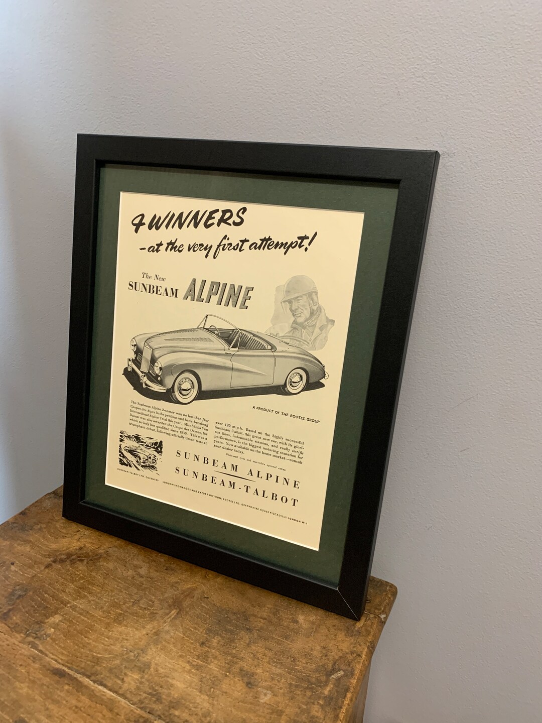 SUNBEAM ALPINE 1953 Framed Advertising Wall Art Print Poster, Birthday ...
