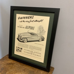SUNBEAM ALPINE 1953 Framed Advertising Wall Art Print Poster, Birthday ...
