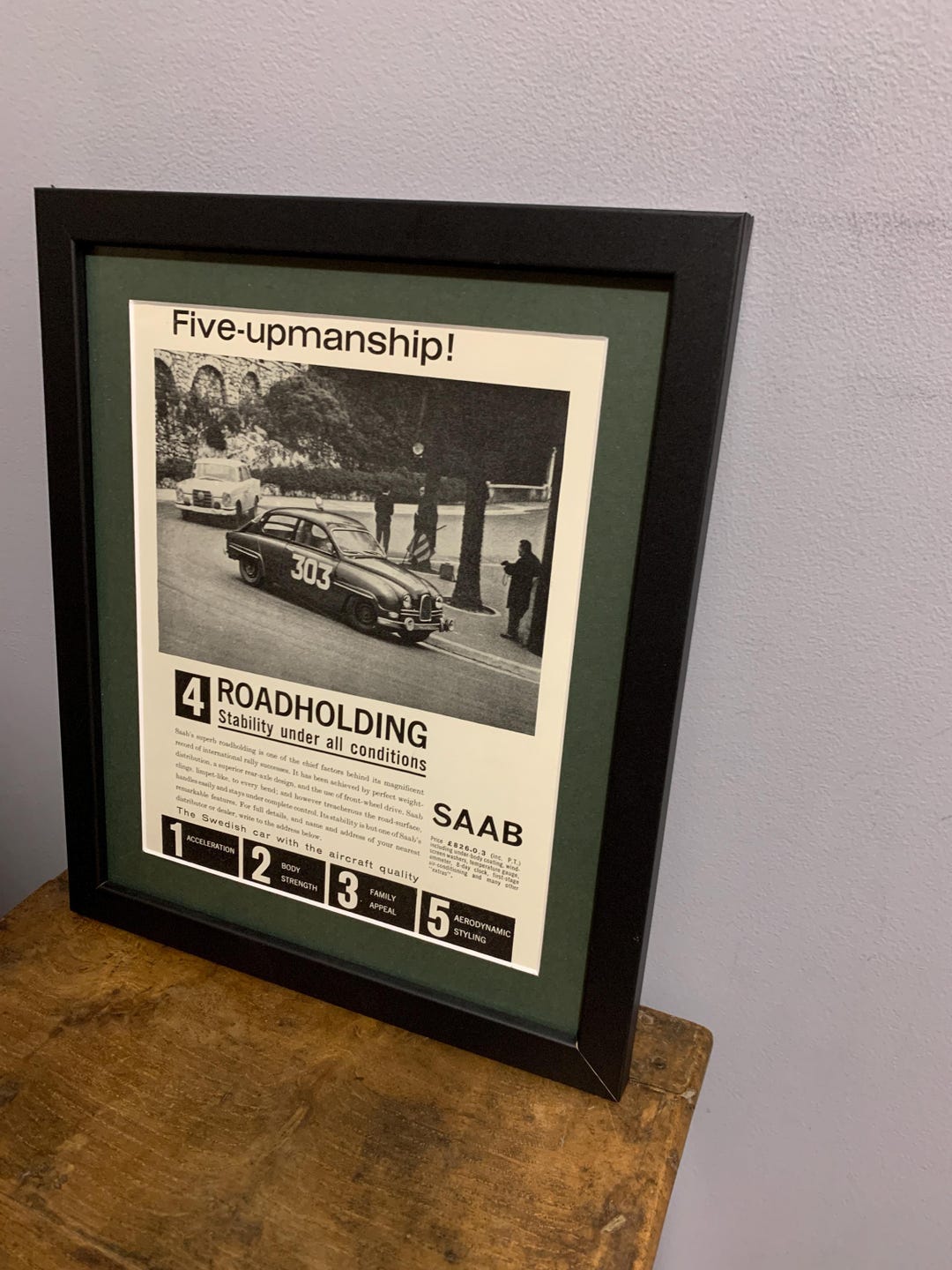 SAAB 1962 #4 Framed Advertising Wall Art Print Poster, Birthday Gift ...