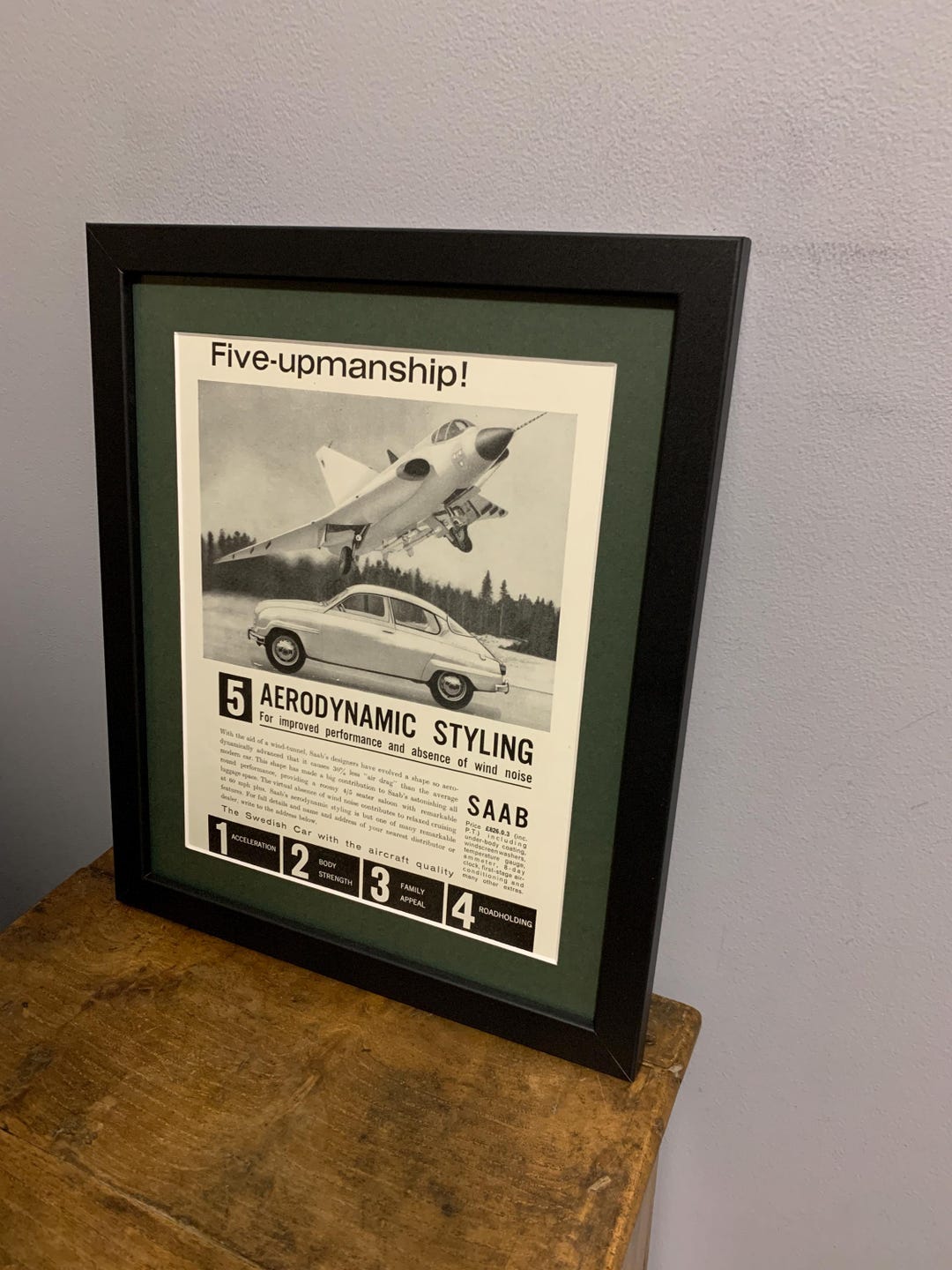 SAAB 1962 #5 Framed Advertising Wall Art Print Poster, Birthday Gift ...