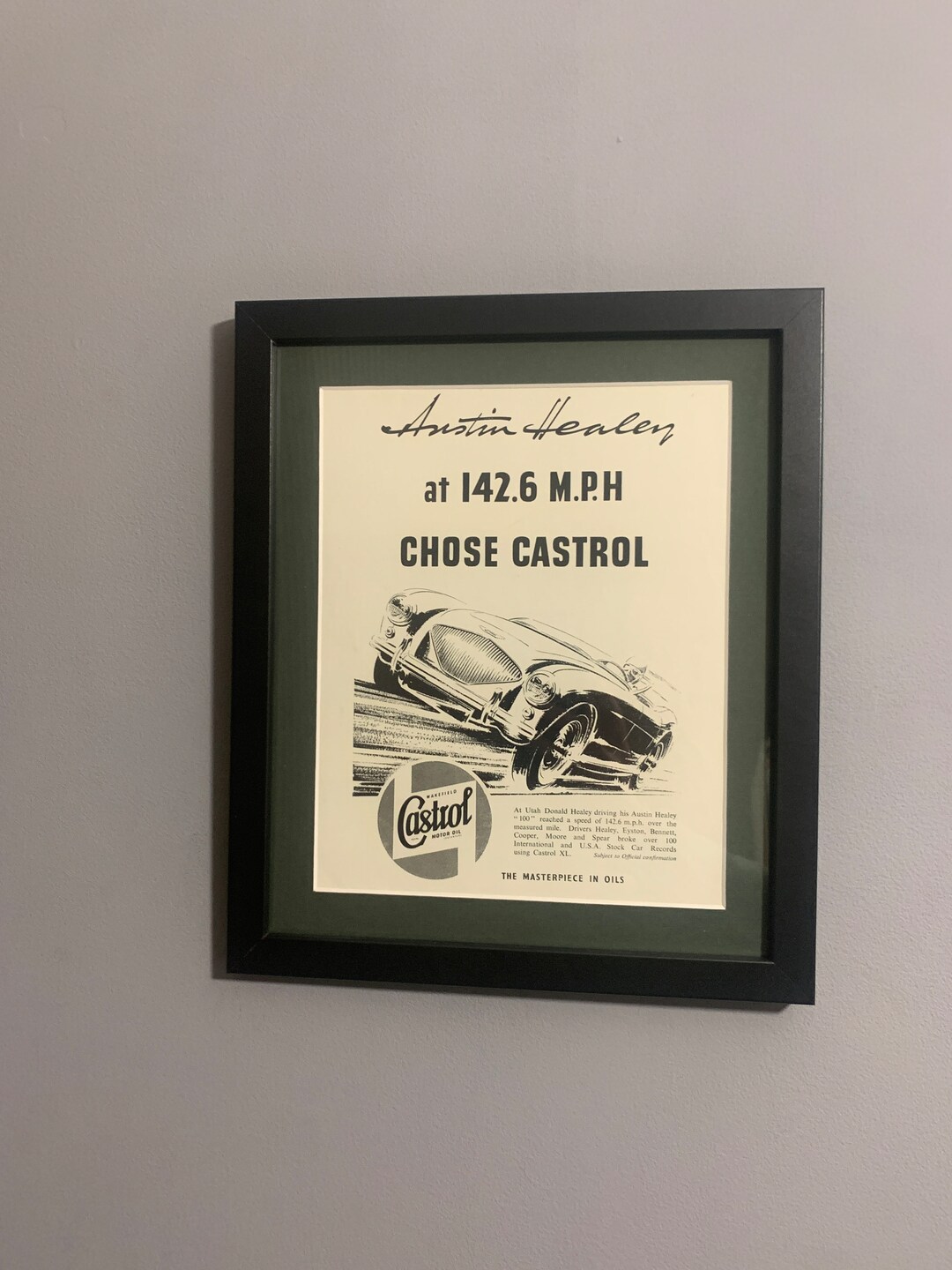 AUSTIN HEALEY 100 Original 1953 Framed Advertising Wall Art Print ...