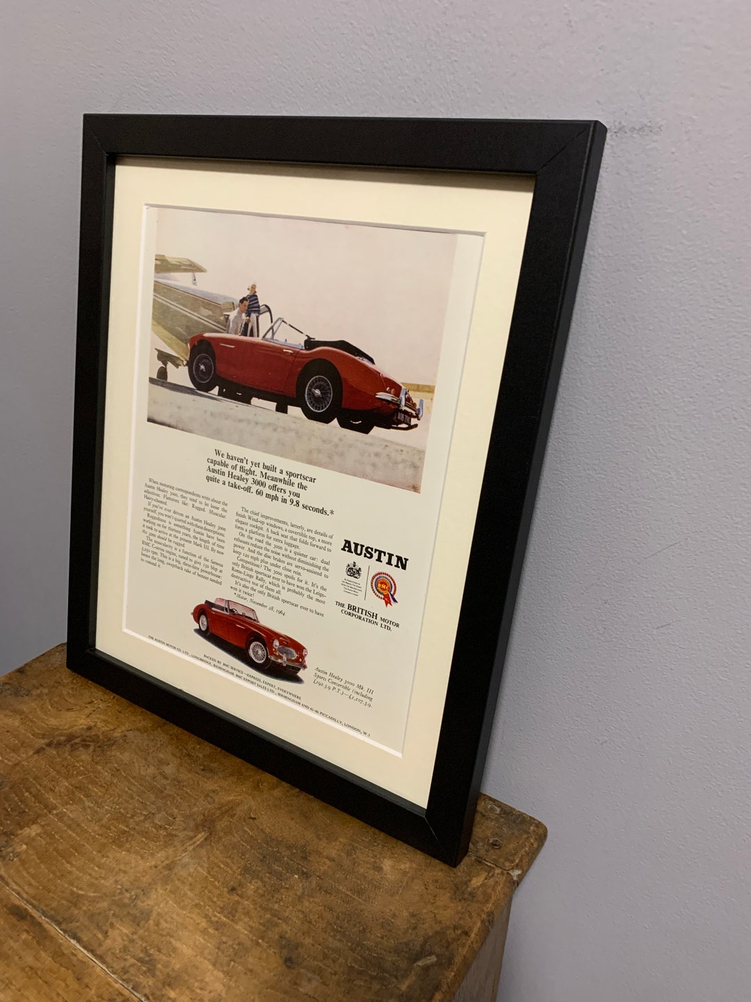AUSTIN HEALEY 3000 - 1965 Original Framed Advertising Wall Art Print ...