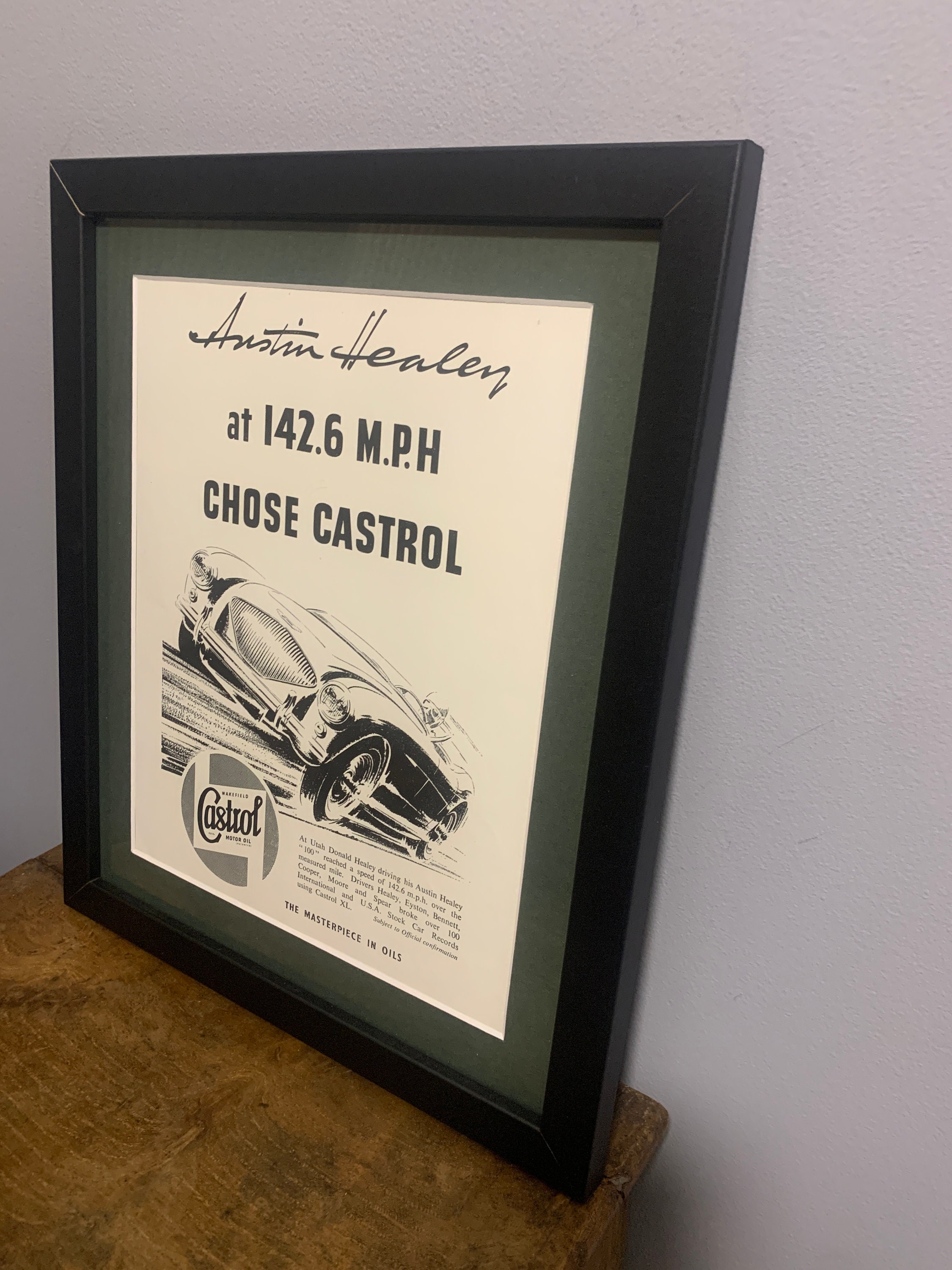 AUSTIN HEALEY 100 Original 1953 Framed Advertising Wall Art Print ...