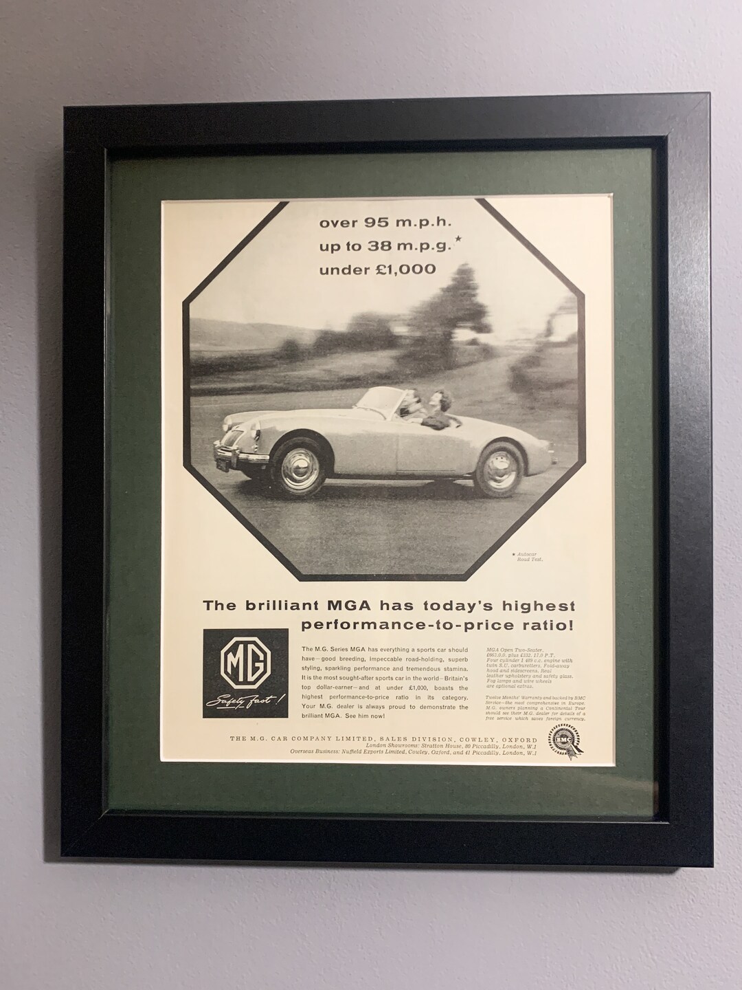 MGA 1958 Framed Original Advertising Wall Art Print, Birthday or ...