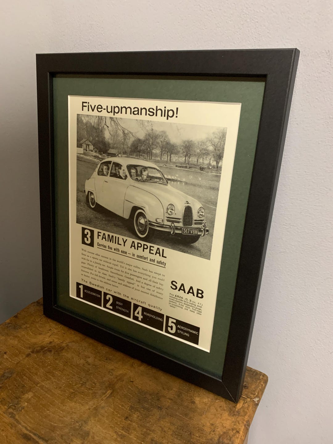SAAB 1962 #3 Framed Advertising Wall Art Print Poster, Great Birthday ...